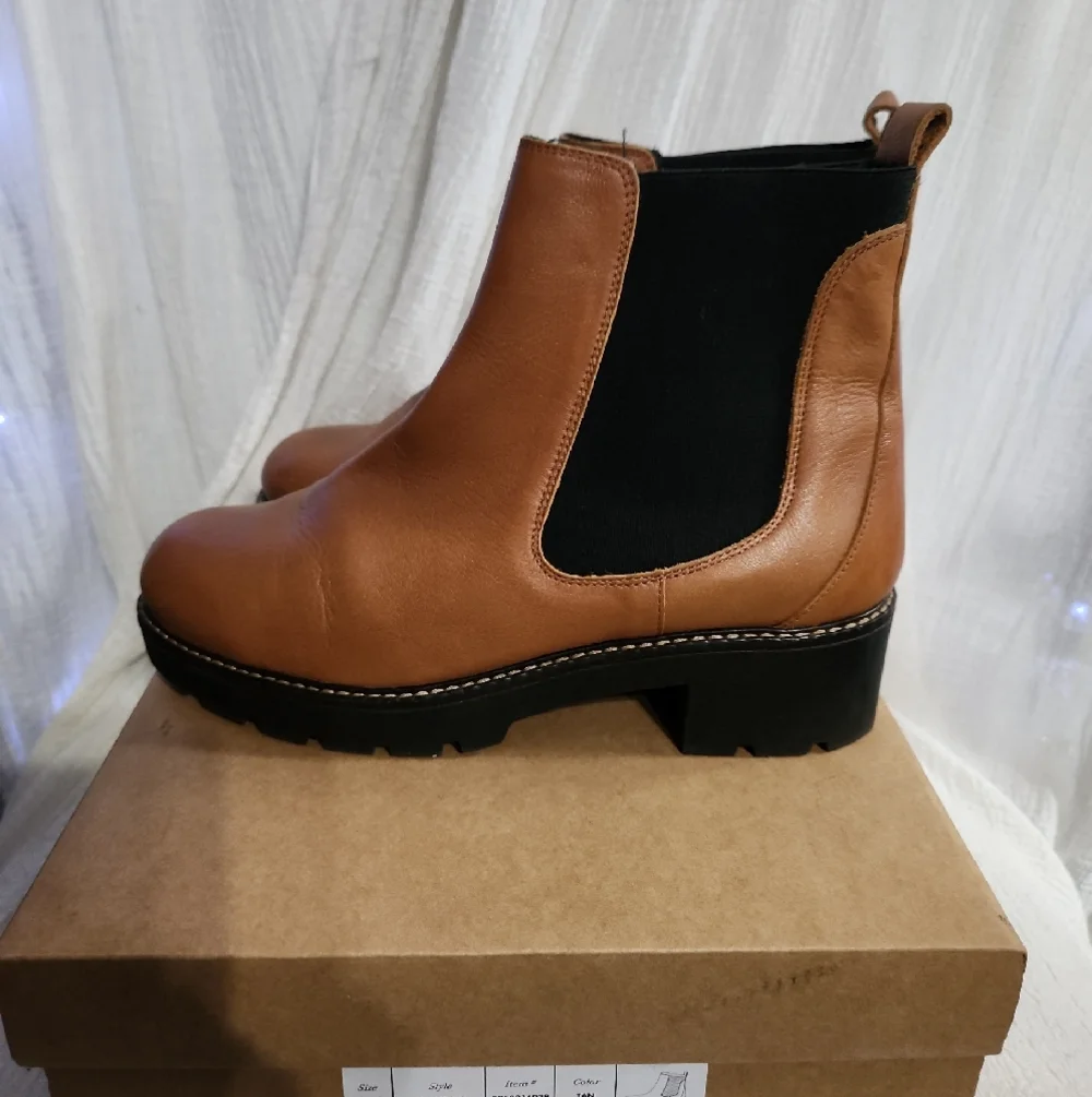 Anthropologie | Shoes | Anthropologie Cognac Tan Leather Chelsea Boots ...